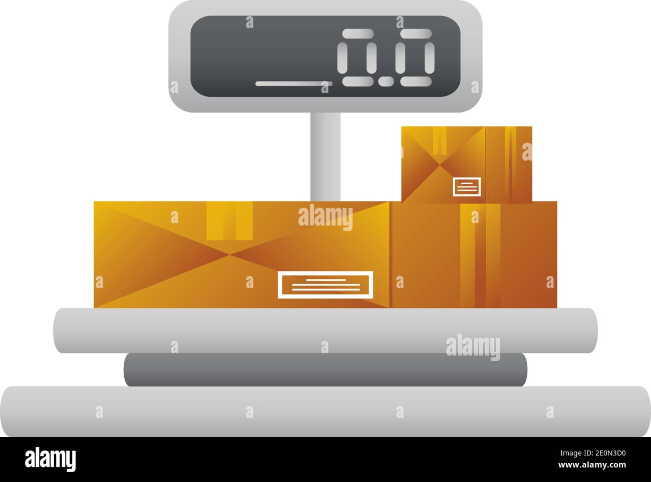 postal service, weight scale with cardboard boxes logistic, post ...