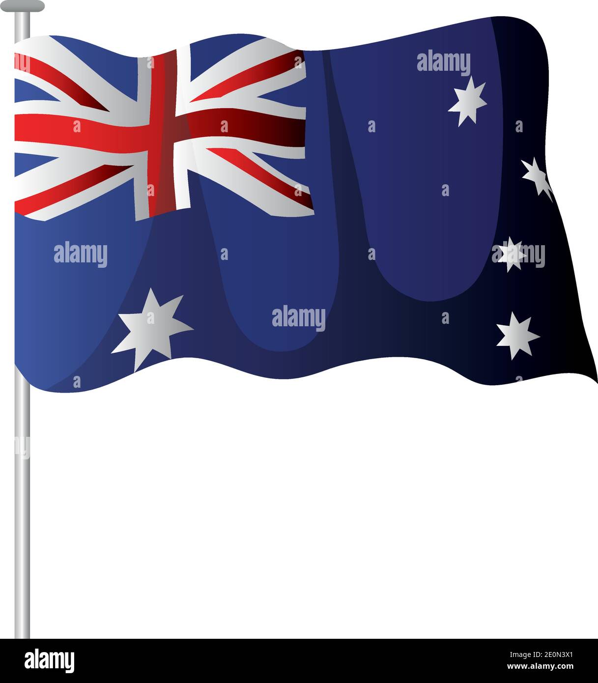 australia day, waving australian flag in pole patriotism vector ...