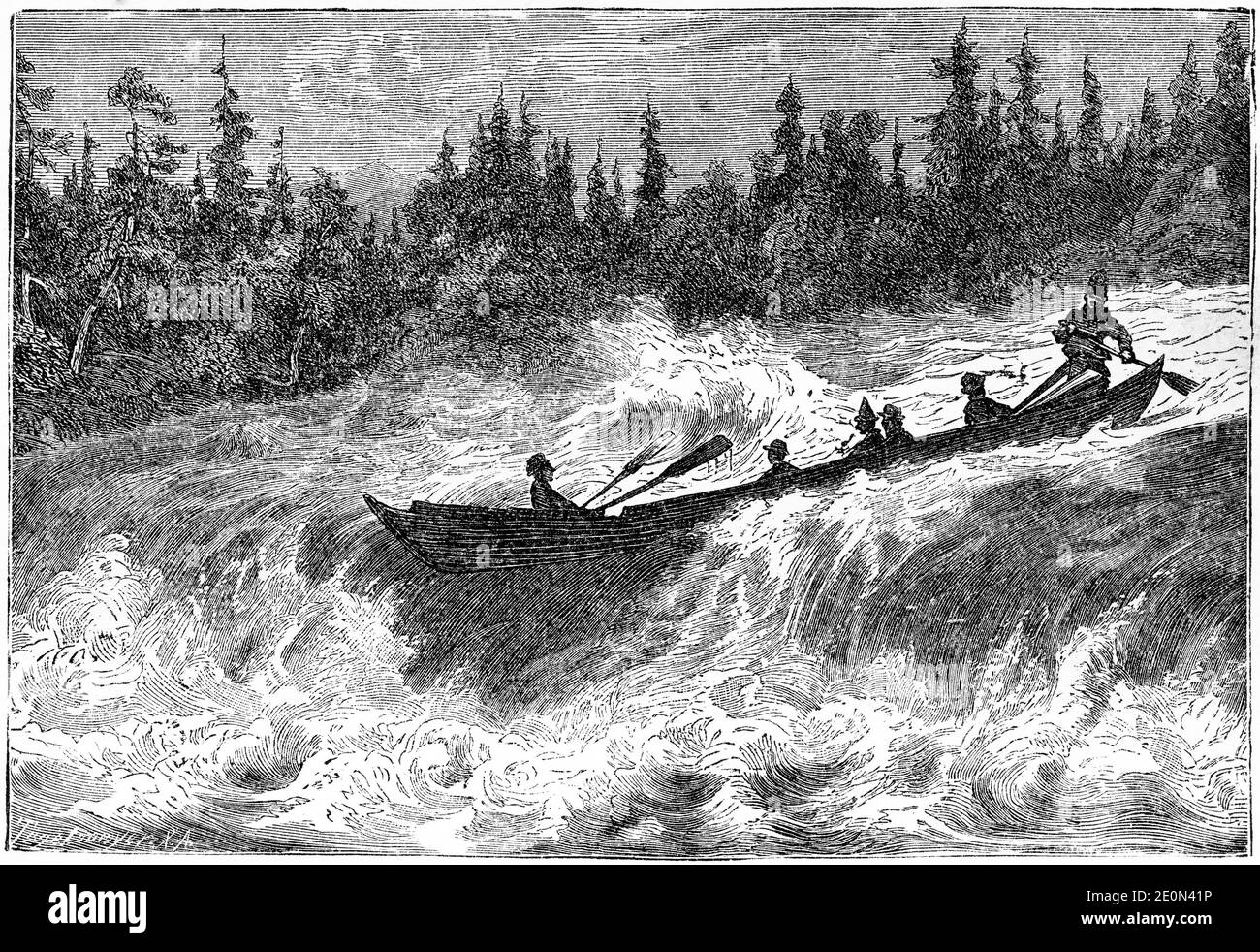 Canoe rapids drawing Cut Out Stock Images & Pictures - Alamy