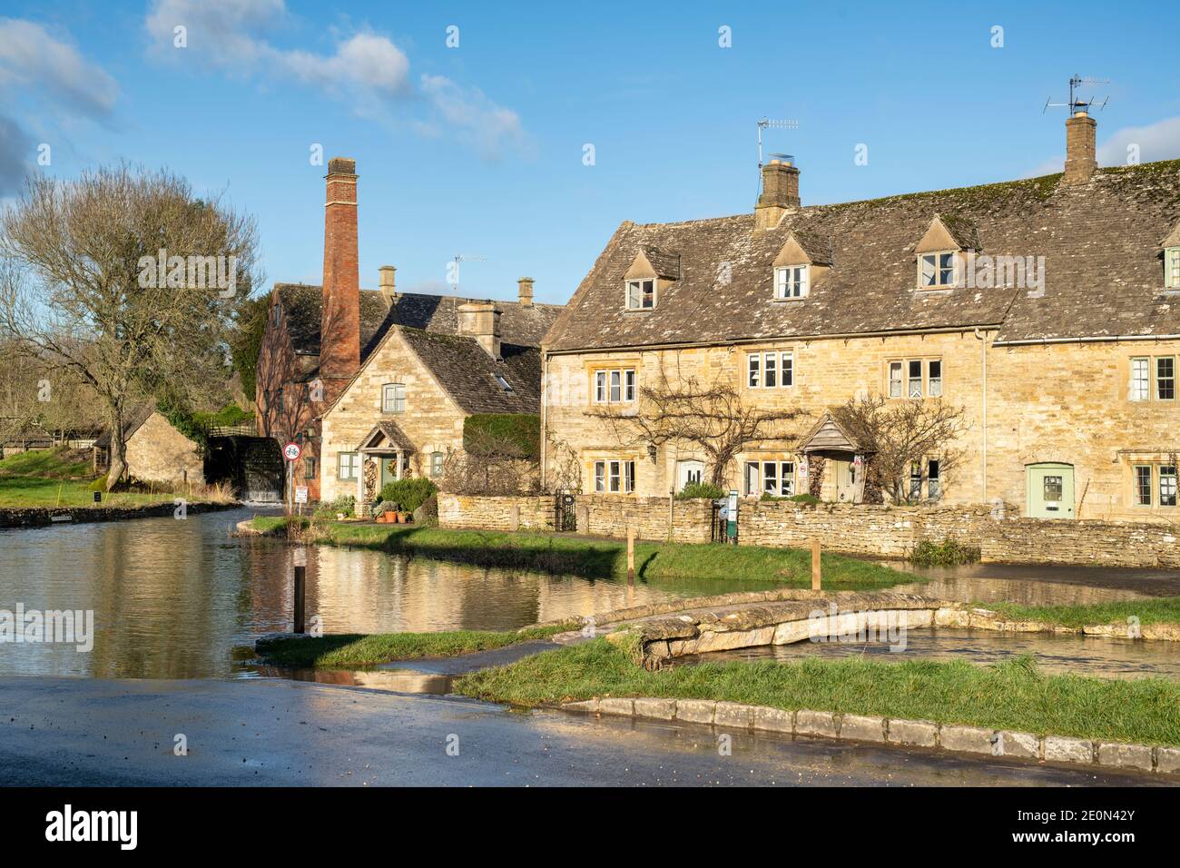 River eye high water levels in the cotswold village of Lower Slaughter ...