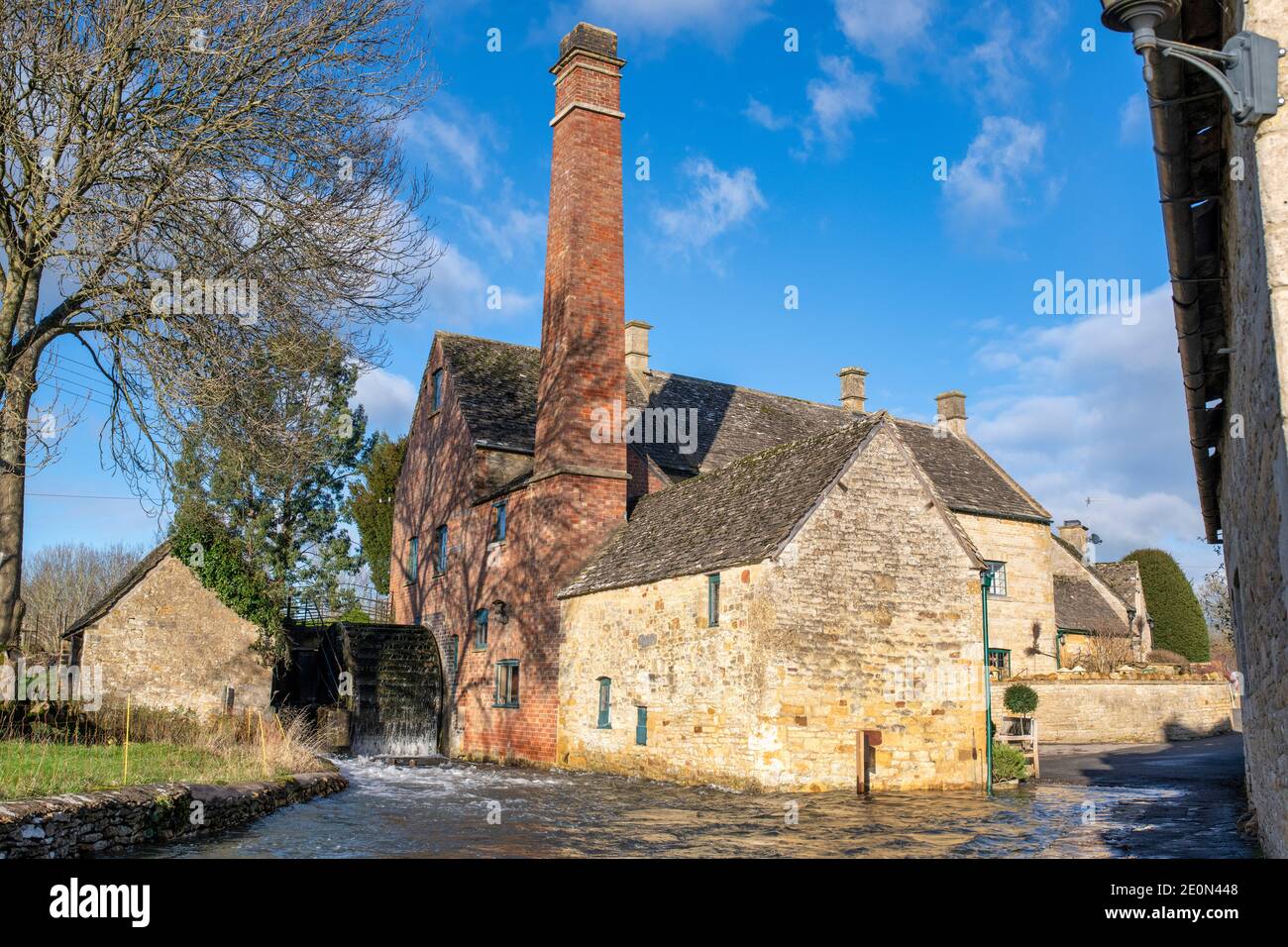 River eye high water levels around the old mill in Lower Slaughter on ...