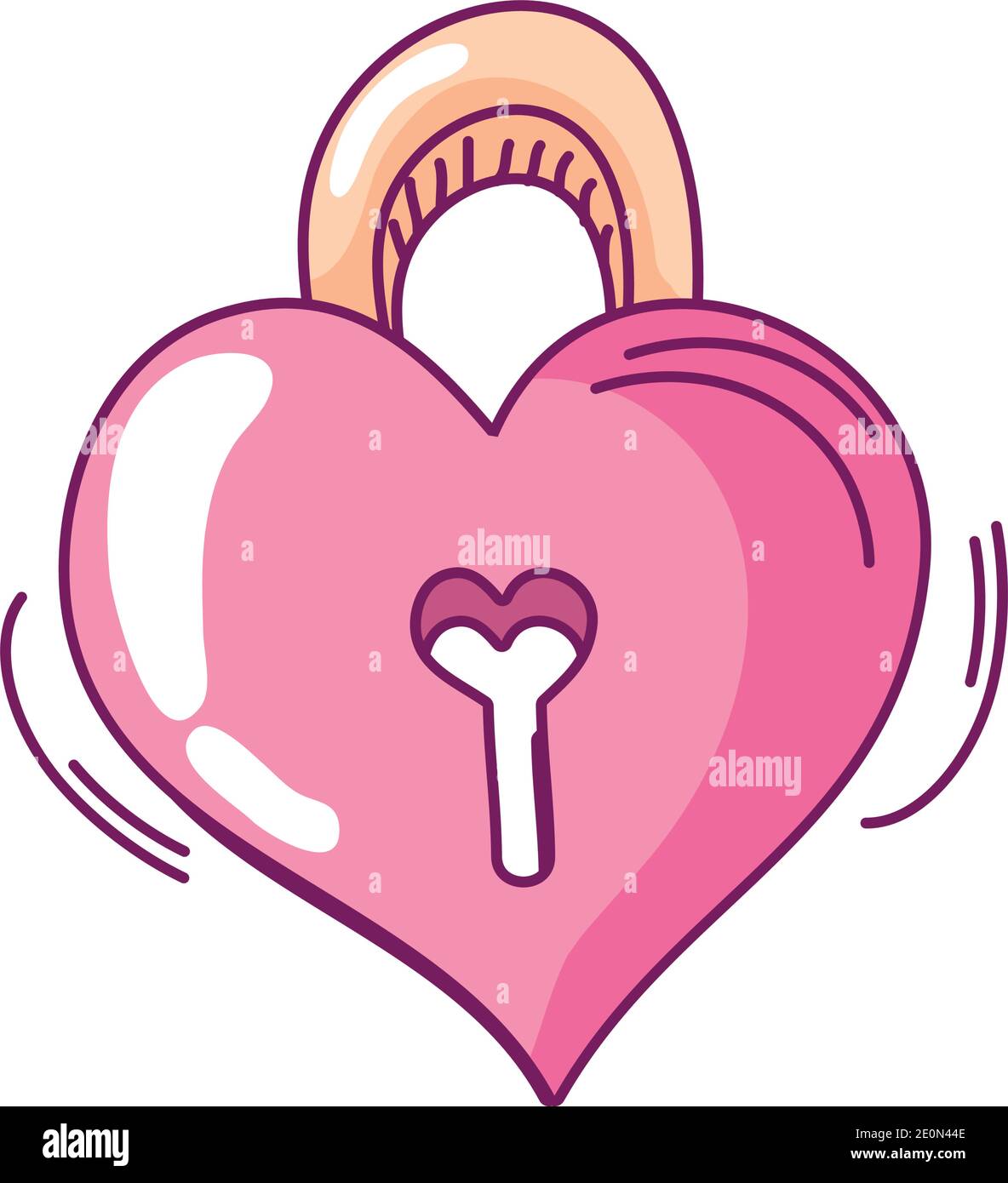 happy valentines day love padlock heart shaped hand drawn style vector ...