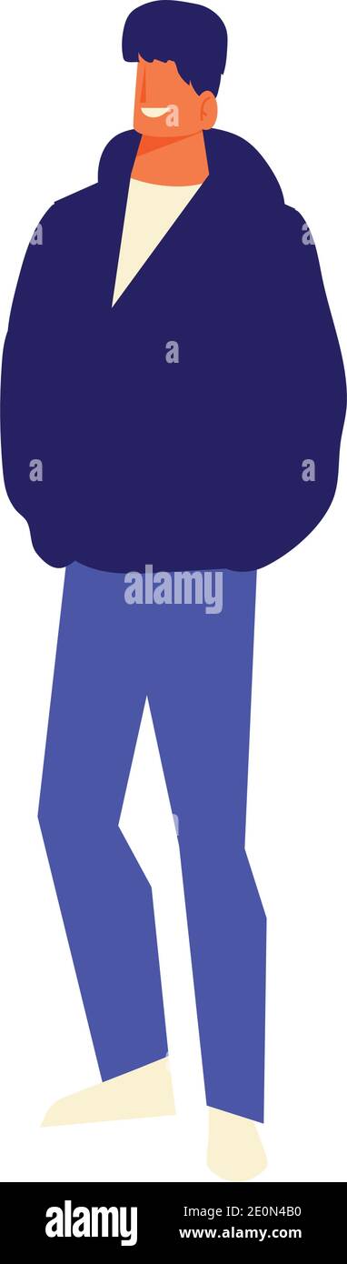 man character avatar wearing jacket icon white background vector ...