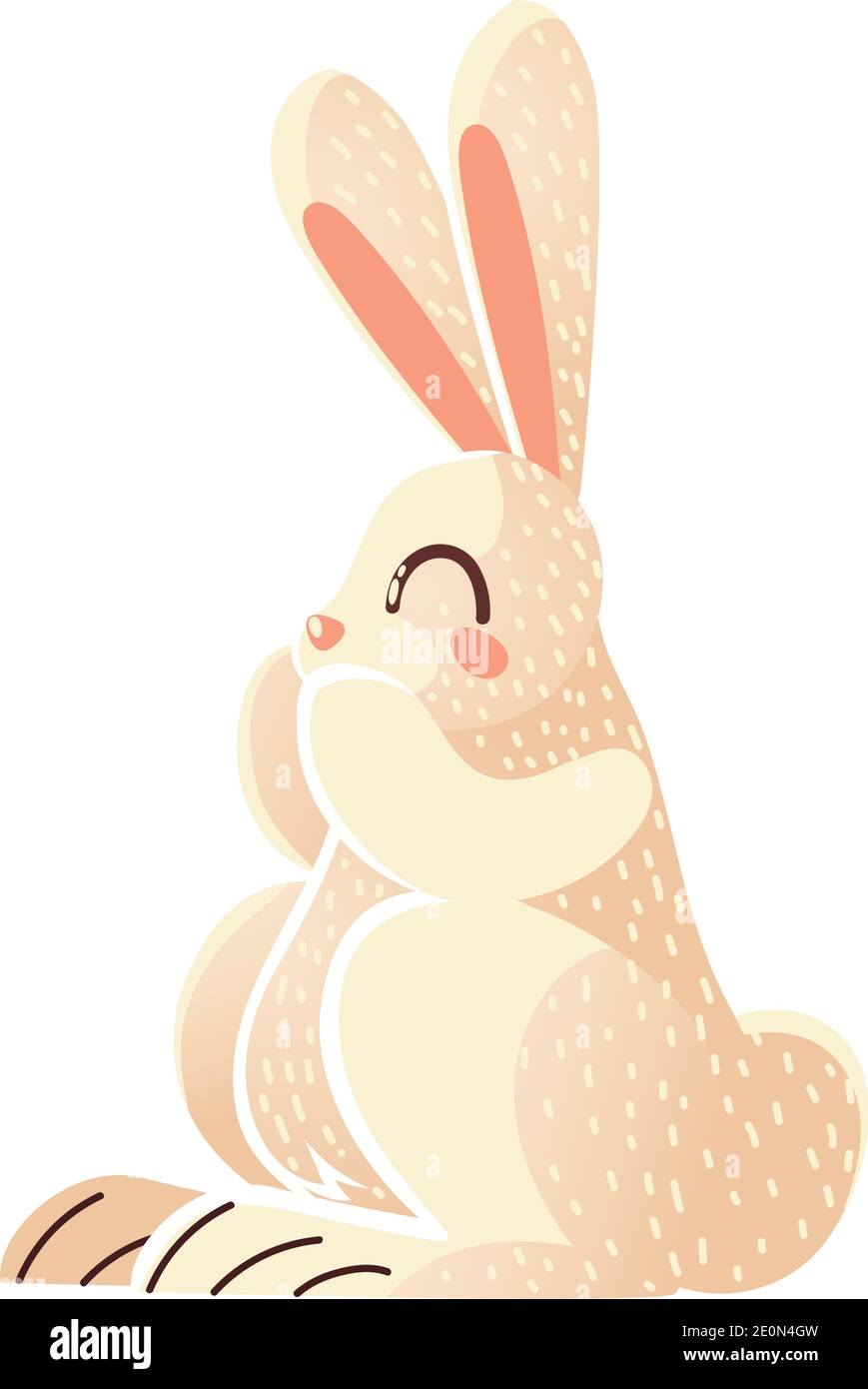 cute white rabbit cartoon animal icon over white background design ...