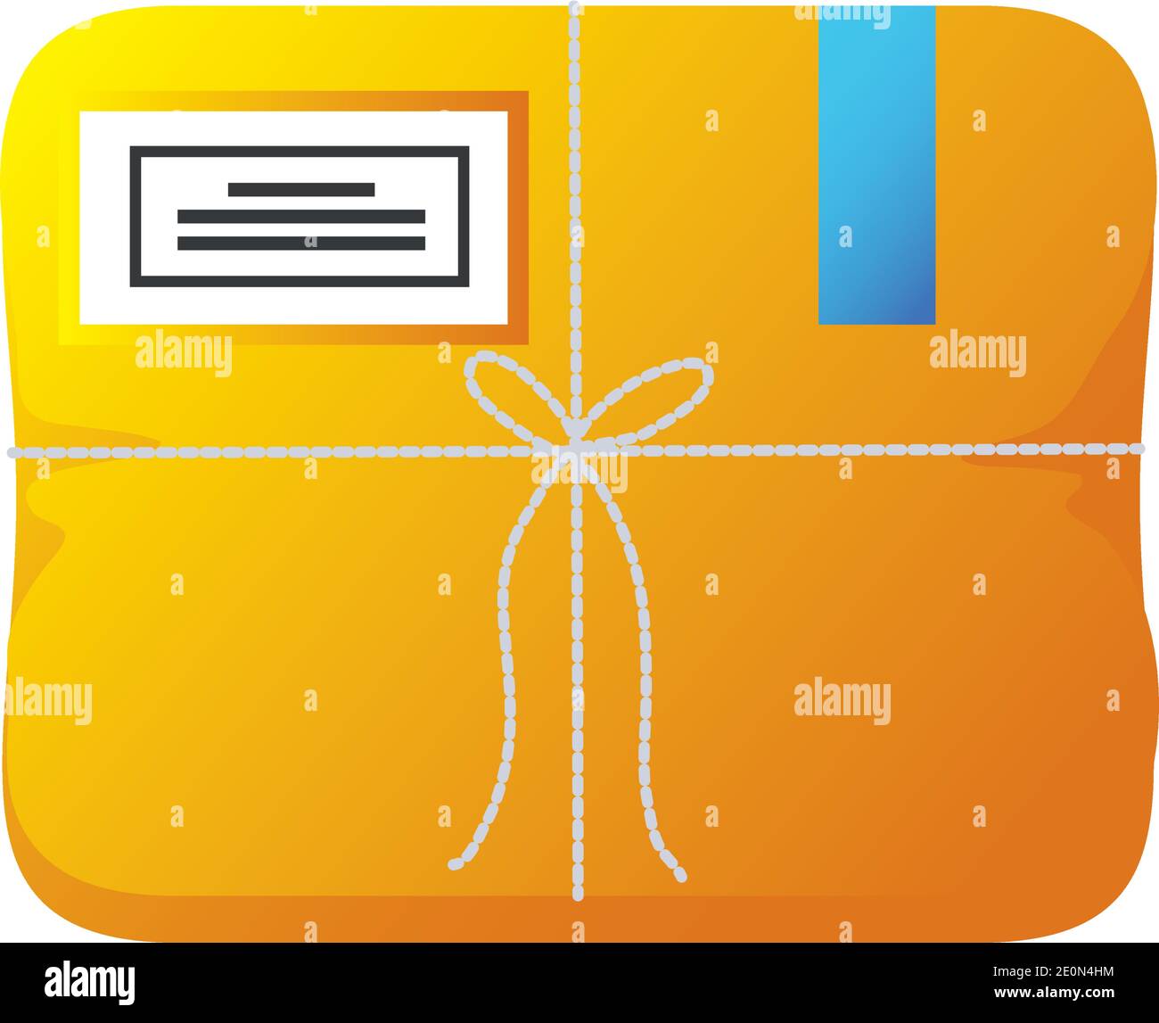 postal service, wrapped package with stamp, post service concept icon ...