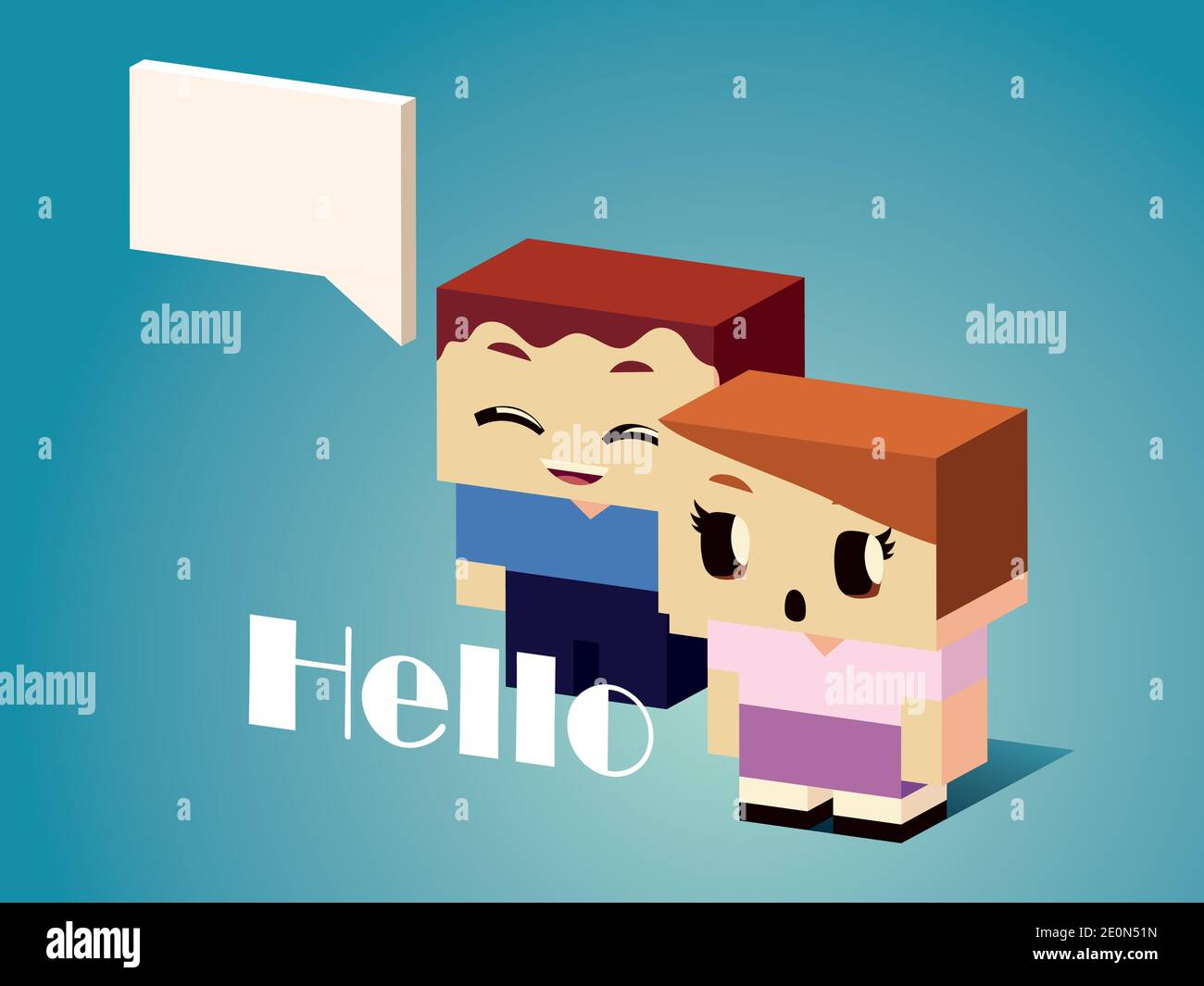 kids conversation with speech bubble, isometric style vector ...