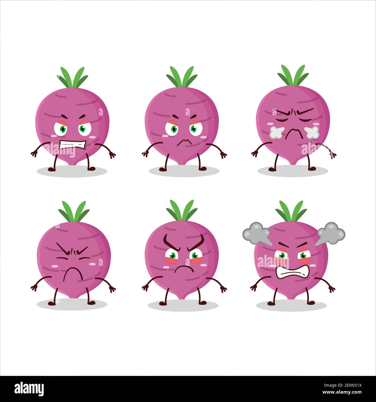 Garlic cartoon character with various angry expressions. Vector ...