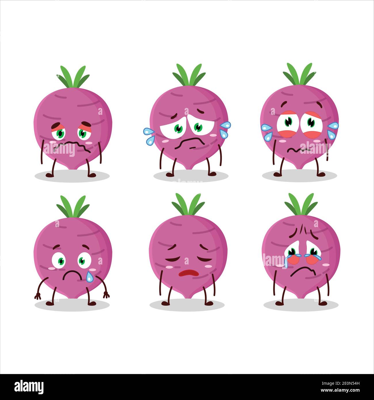 Garlic cartoon in character with sad expression. Vector illustration ...