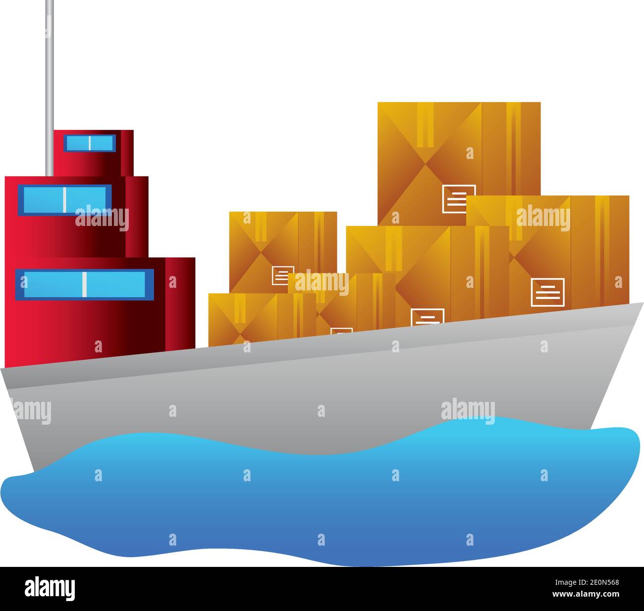 postal service, ship delivery cardboard boxes on the sea vector ...