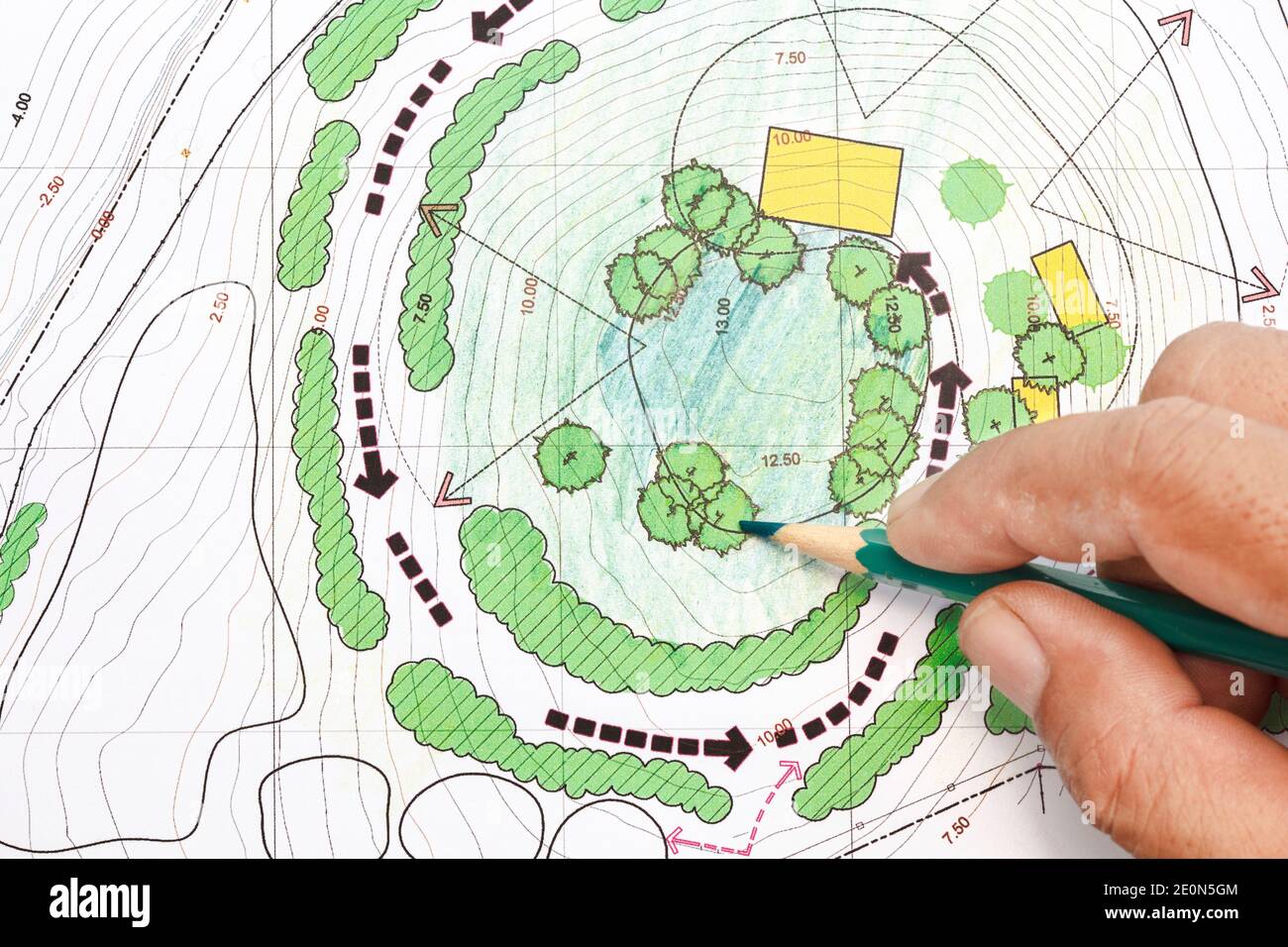 Landscape Architect Designing on site analysis plans Stock Photo - Alamy