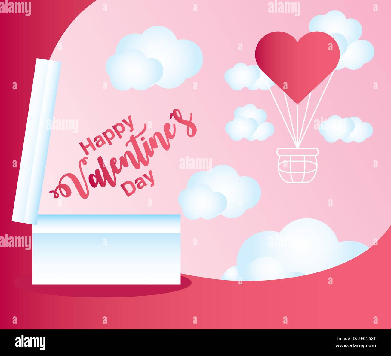 happy valentines day gift box with handwritten text and heart ...