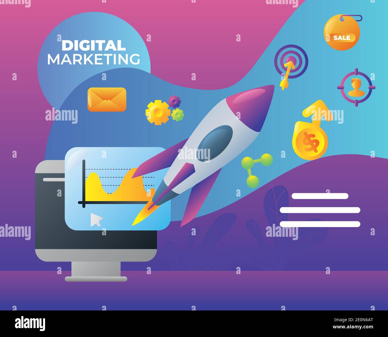 digital marketing, computer startup business website email vector ...