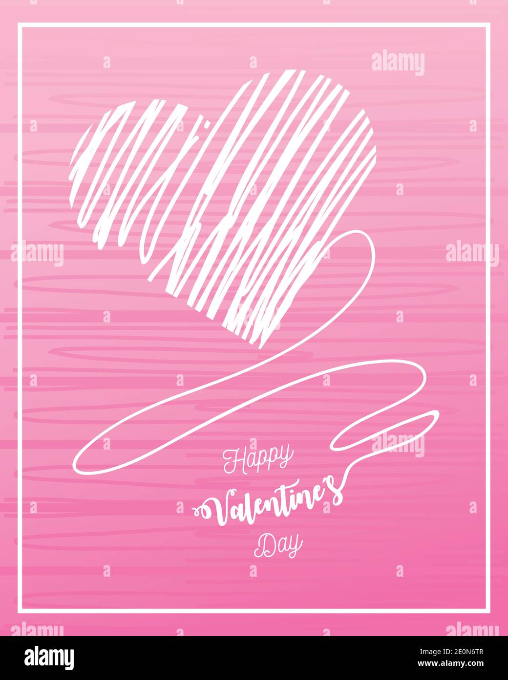 happy valentines day white hand drawn heart and lettering vector ...