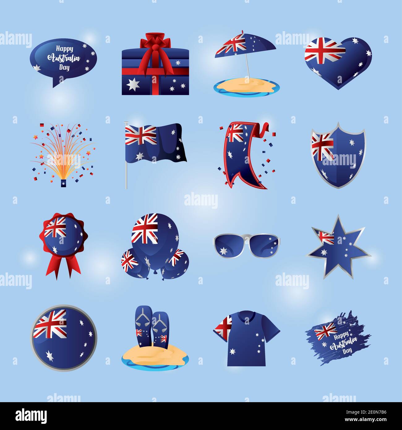 australia day icons collection australian flag map country shirt ...