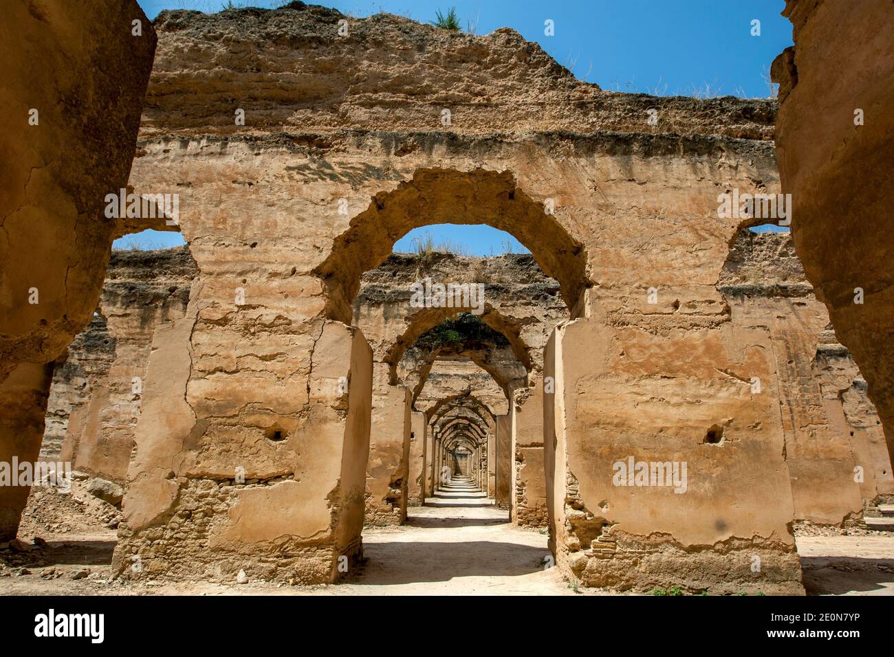 Ruins of the stables at Heri es-Souani in Meknes, Morocco. The stables ...