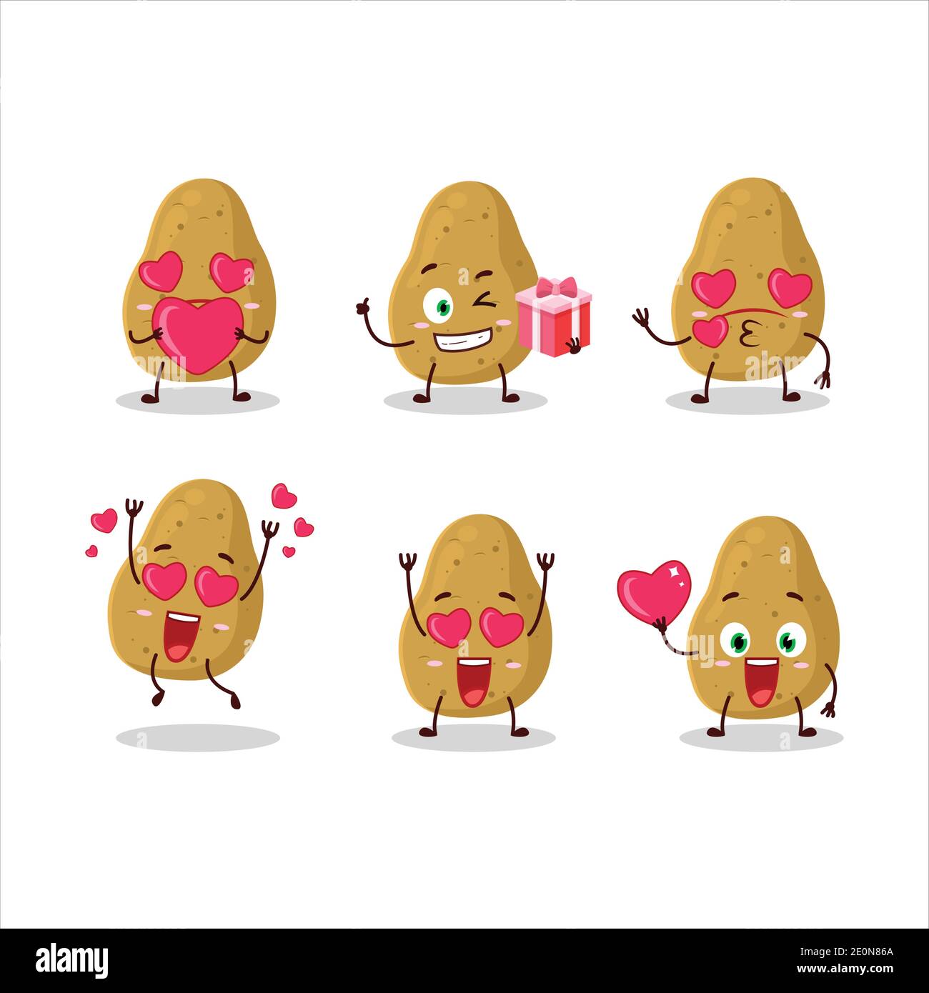 Potato cartoon character with love cute emoticon. Vector illustration ...