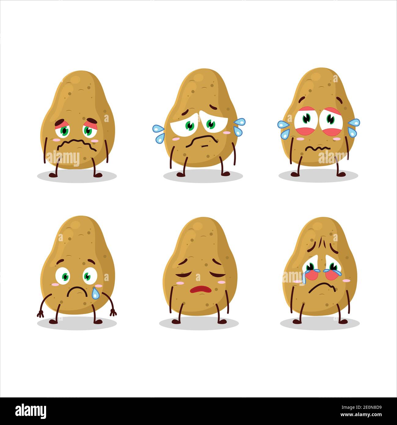 Potato cartoon in character with sad expression. Vector illustration ...