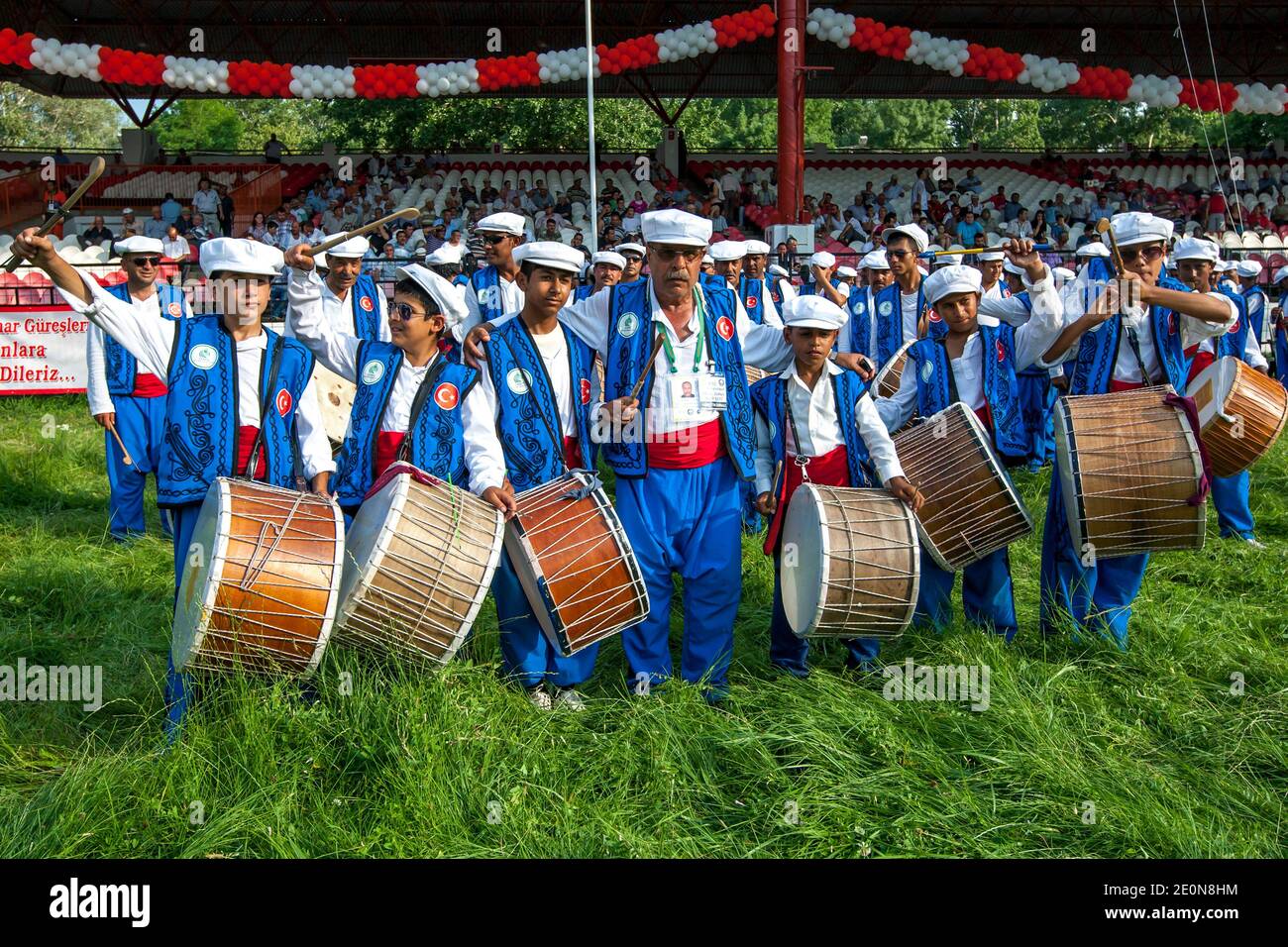 Gypsy musicians prepare to perform at the Kirkpinar Turkish Oil ...