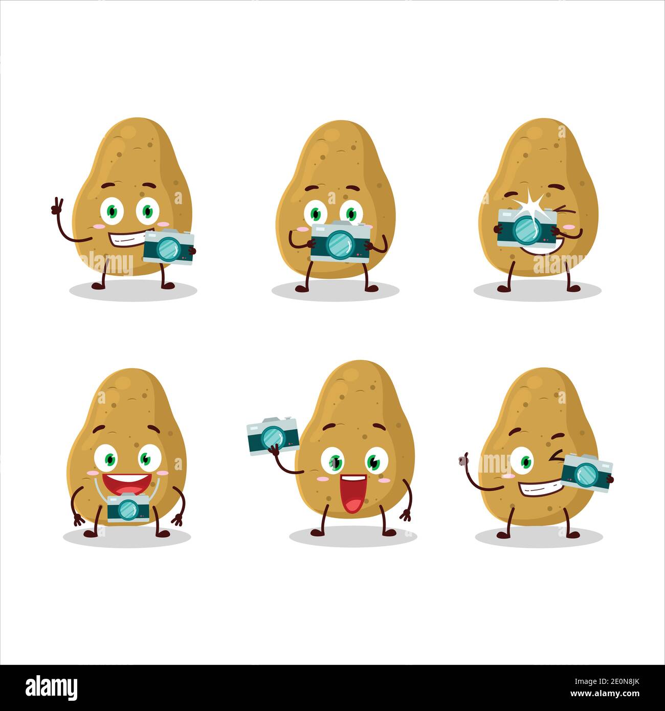 Photographer profession emoticon with potato cartoon character. Vector ...