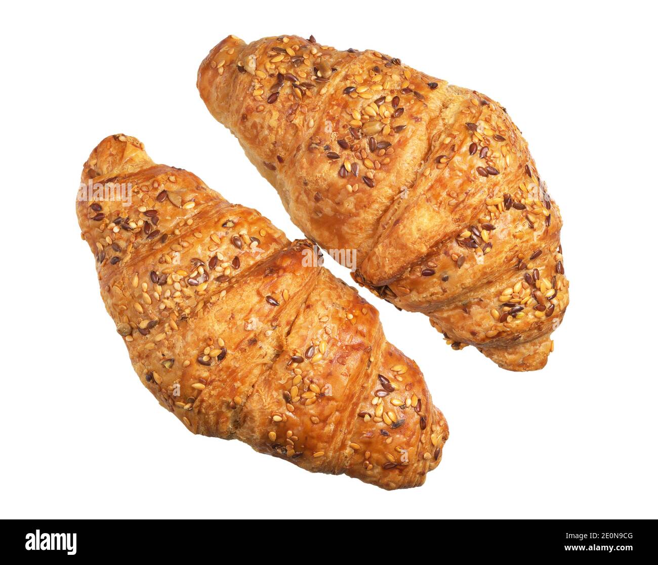 Two croissants with sesame seeds isolated on white background Stock ...