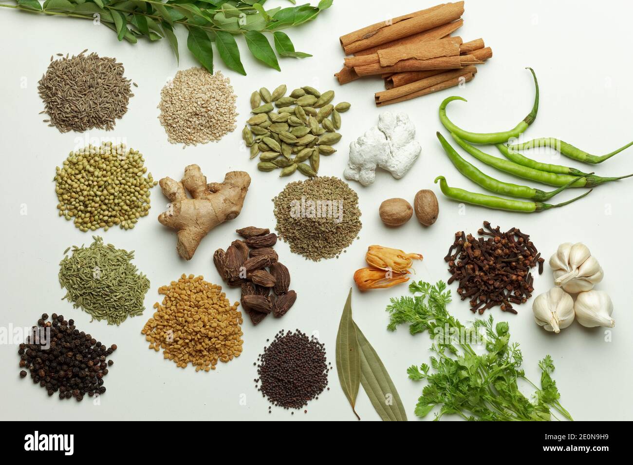Indian spices grouped together Stock Photo - Alamy