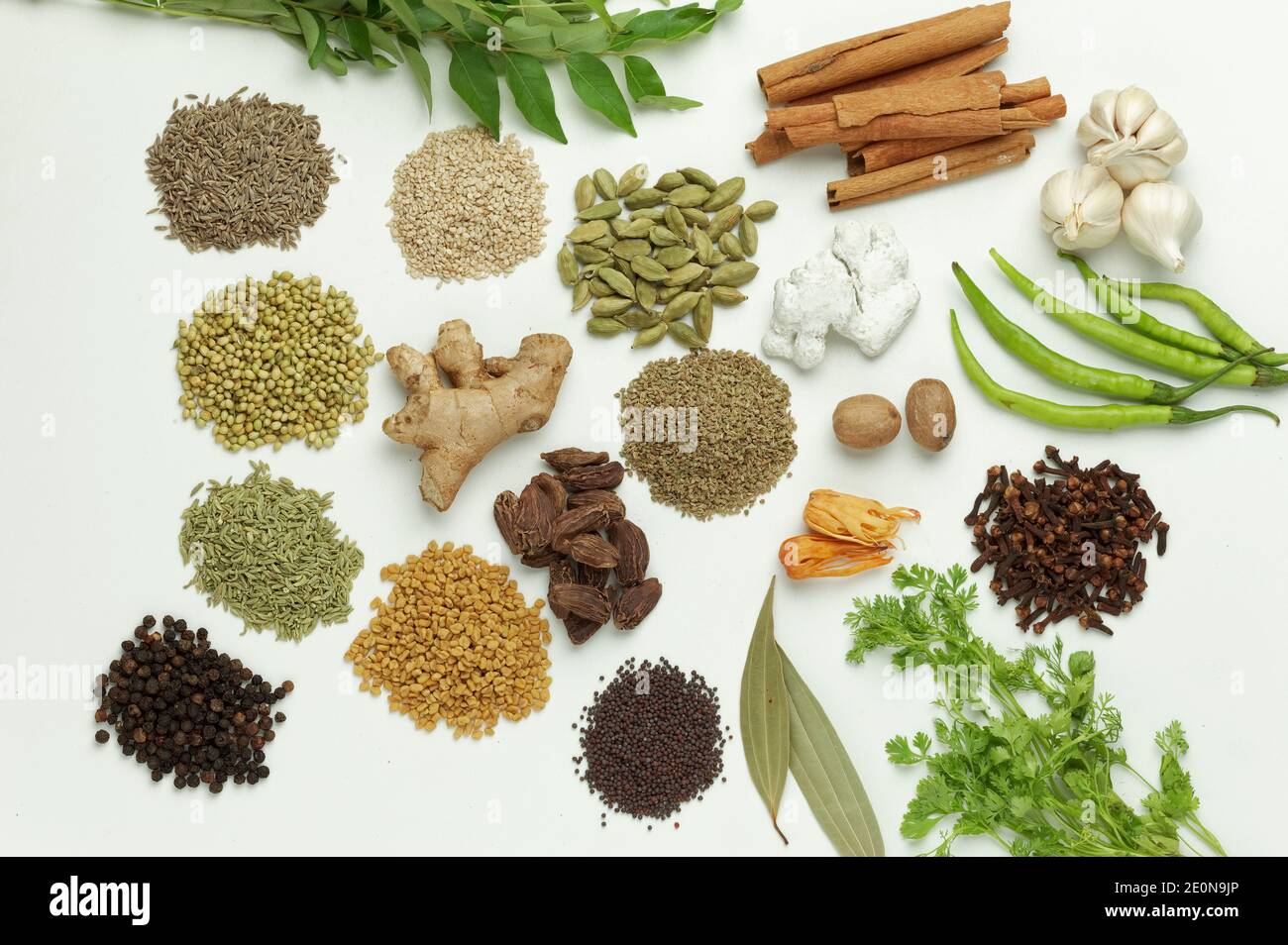 Indian spices grouped together Stock Photo - Alamy