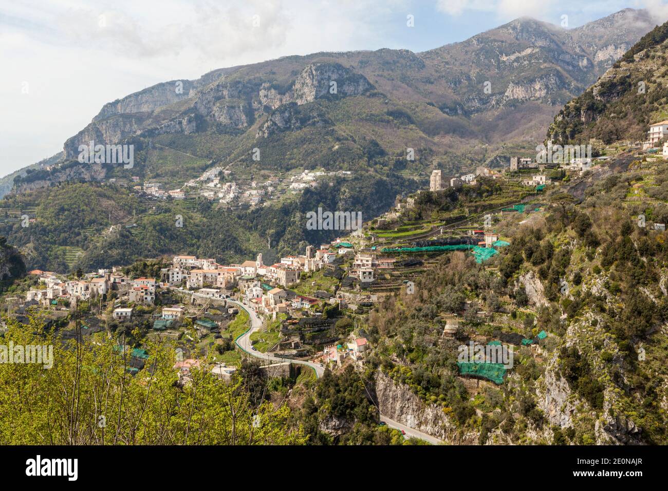The hillside village of Pontone on the Amalfi coast of Italy Stock ...