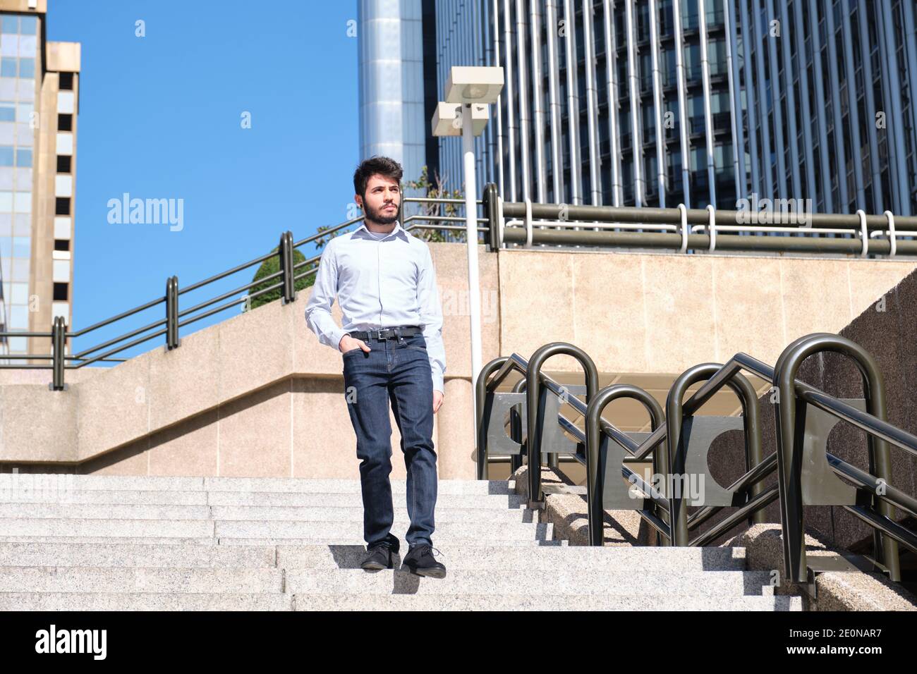 Man Walking Down Stairs