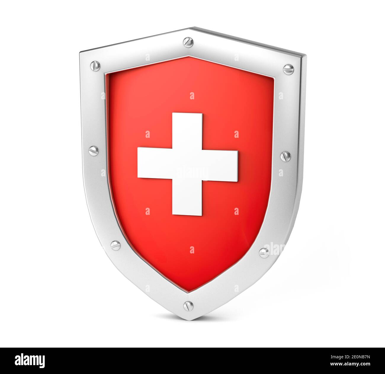 Red Shield With White Cross Logo