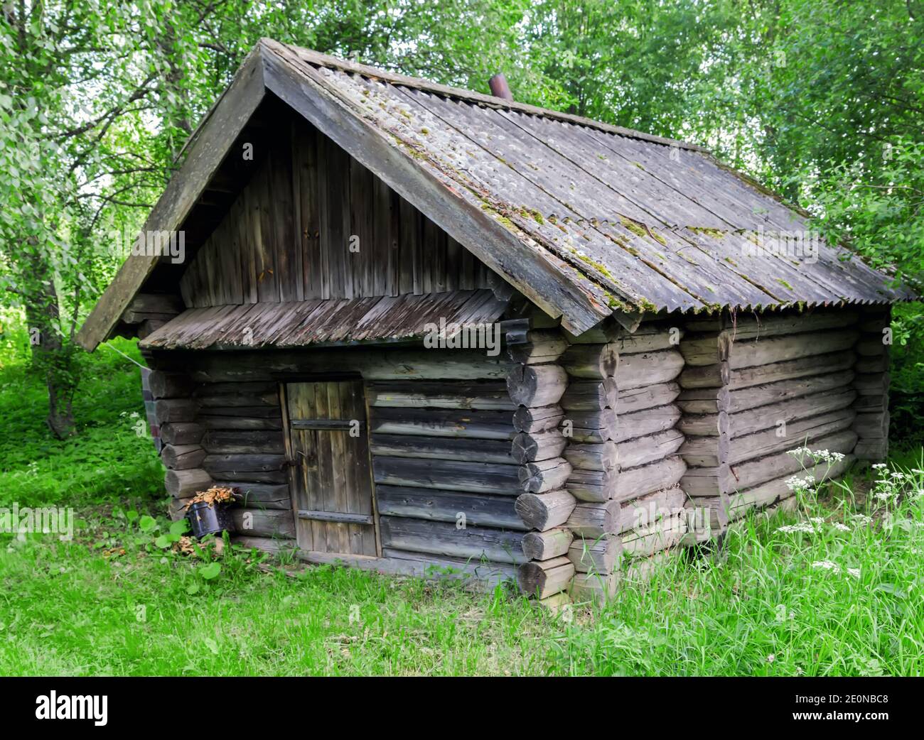 Russian traditional wooden bath old rustic wood house log cabin Stock ...