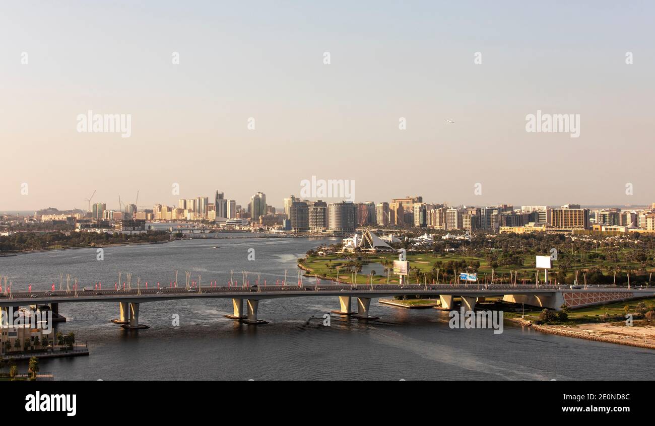 Dubai, United Arab Emirates, 31st December 2020: view over Dubai Creek ...