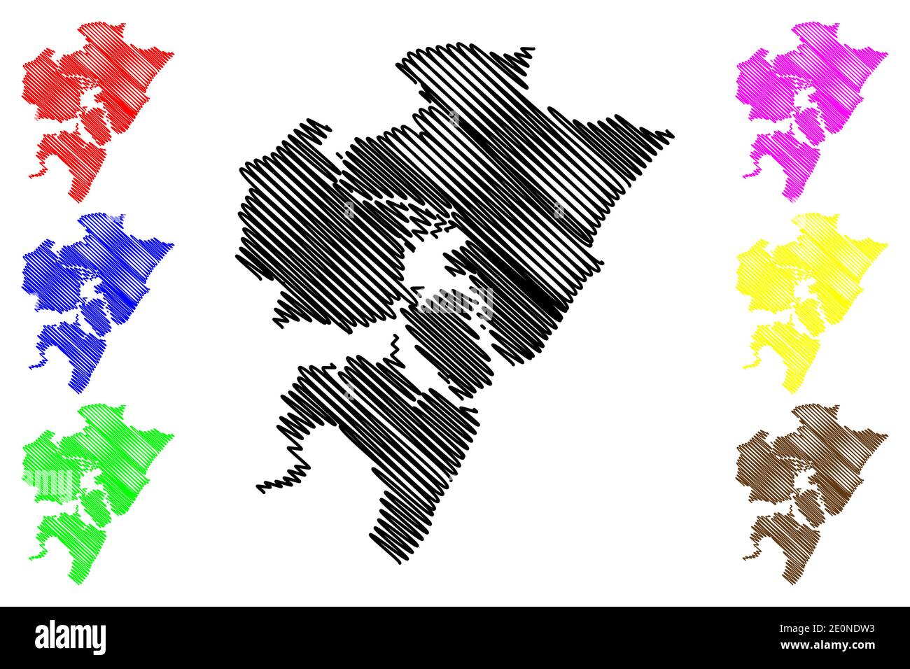 Mombasa County and city (Republic of Kenya, Coast Province) map vector ...
