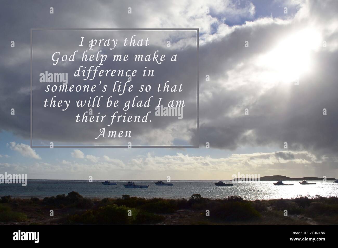 Prayer with blurred sunset ocean image. Prayer quote concept Stock ...