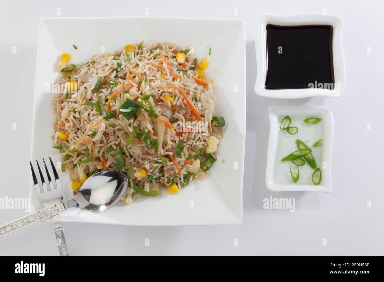 Chinese fried rice with soya sauce and vinegar Stock Photo - Alamy