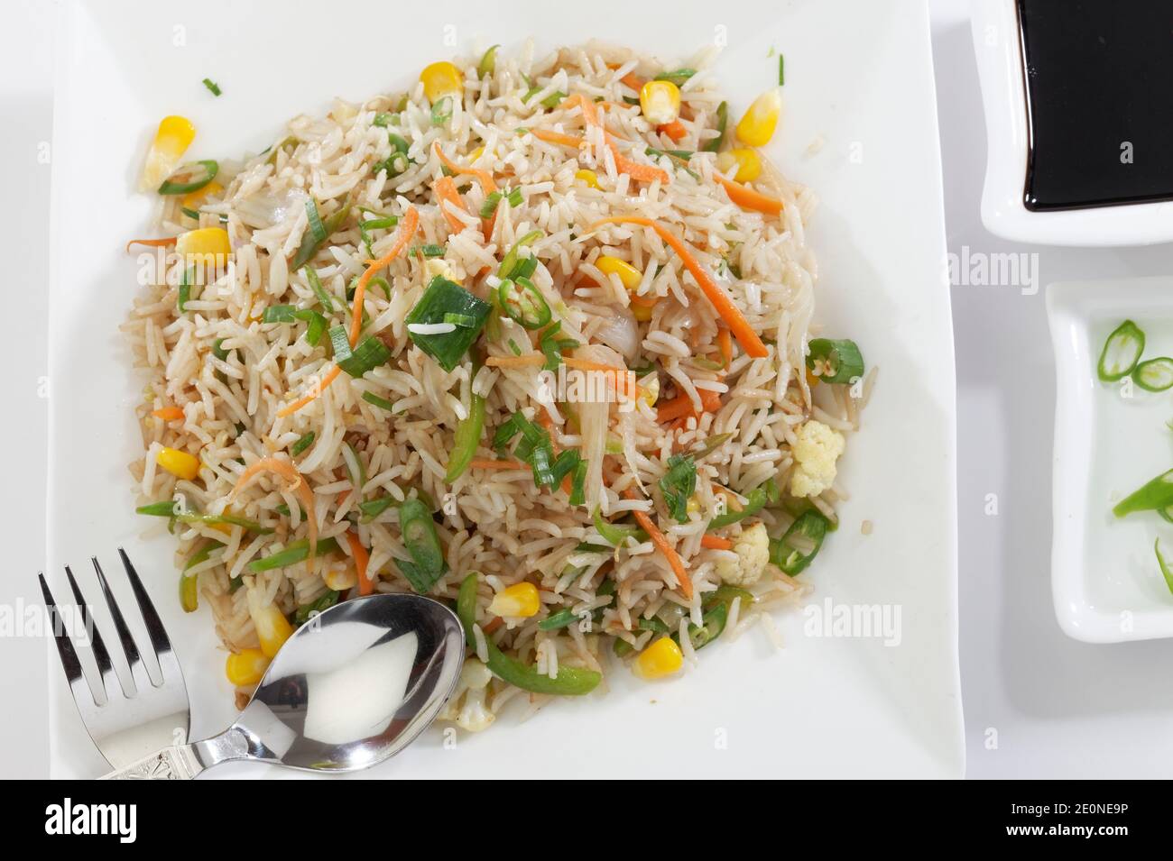 Chinese fried rice with soya sauce and vinegar Stock Photo - Alamy