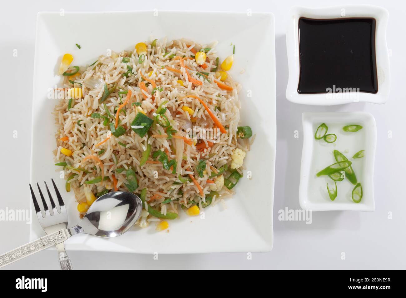 Chinese fried rice with soya sauce and vinegar Stock Photo - Alamy