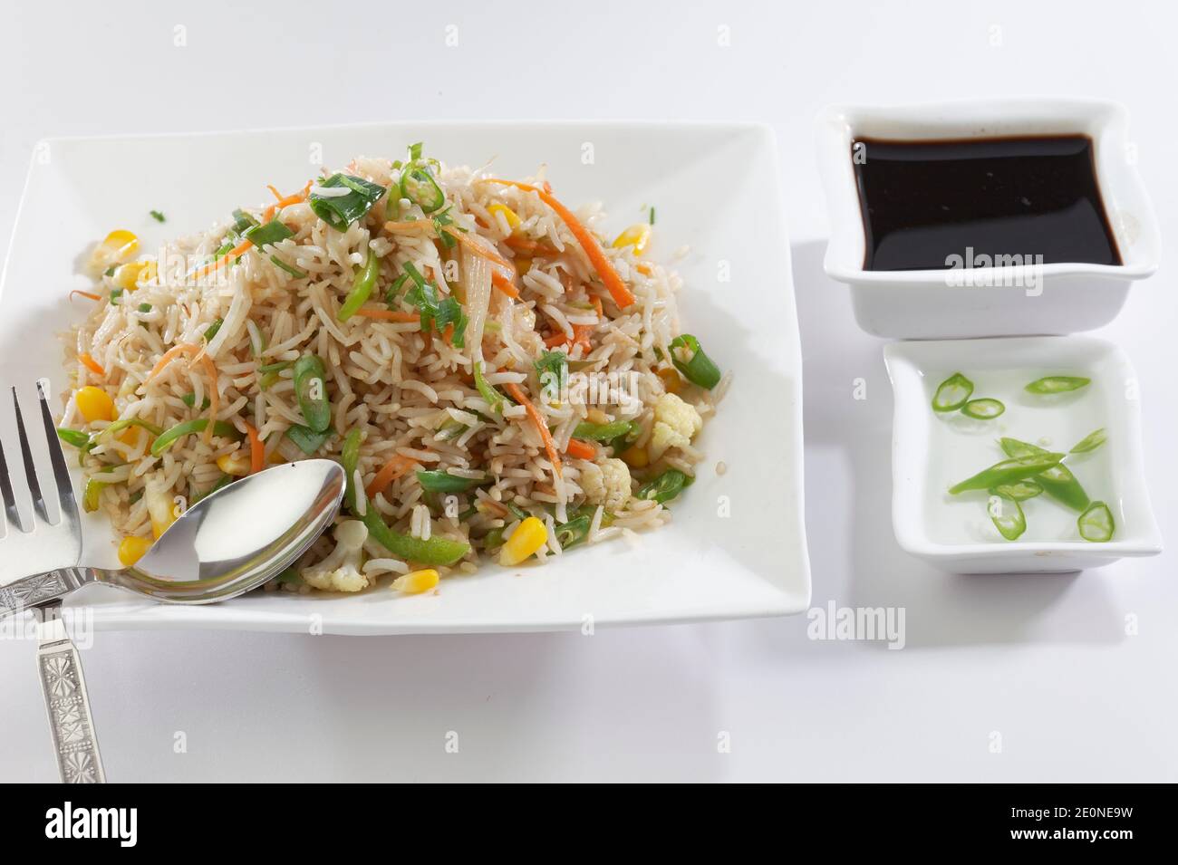 Chinese fried rice with soya sauce and vinegar Stock Photo - Alamy