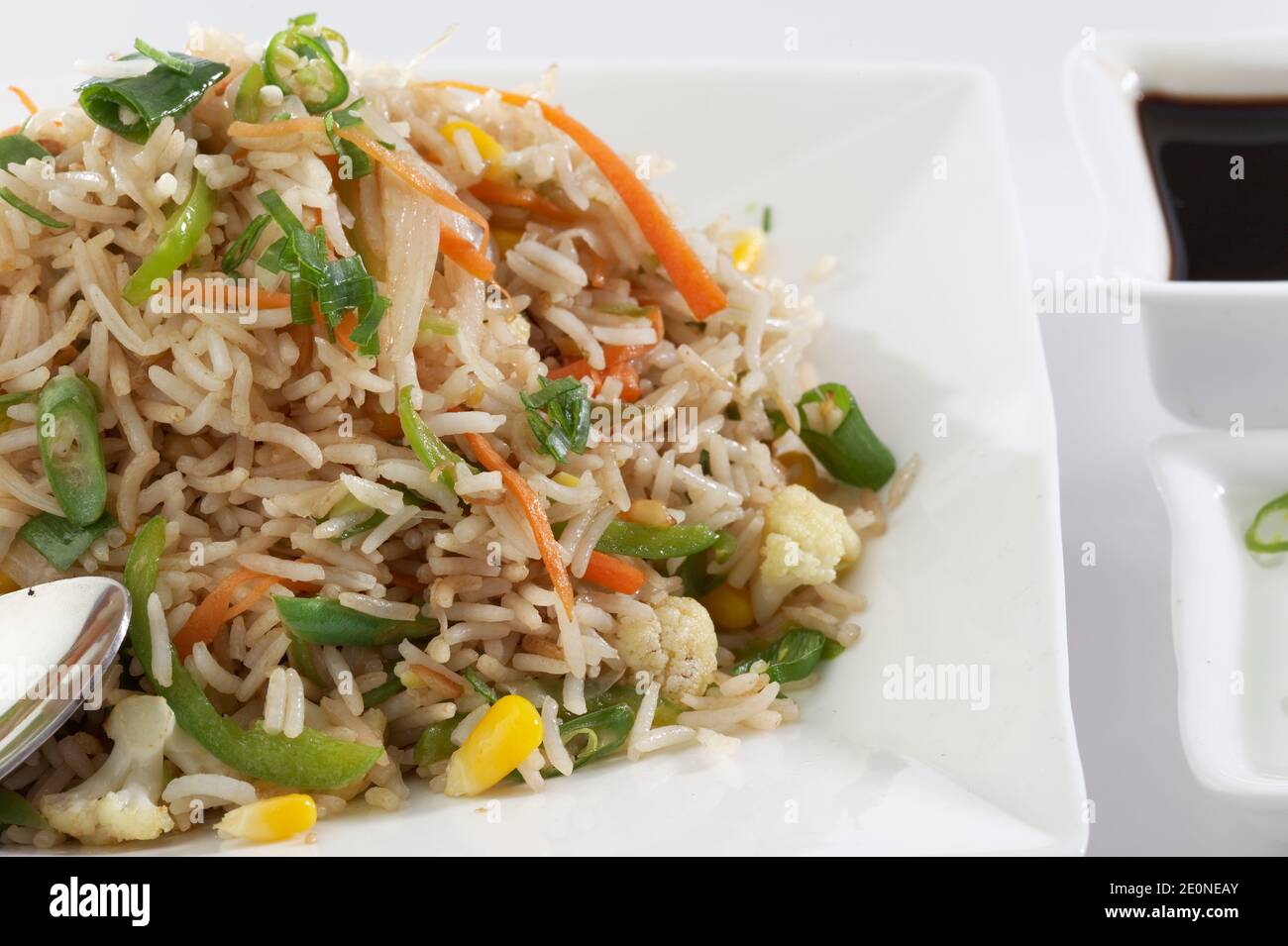 Chinese fried rice with soya sauce and vinegar Stock Photo - Alamy