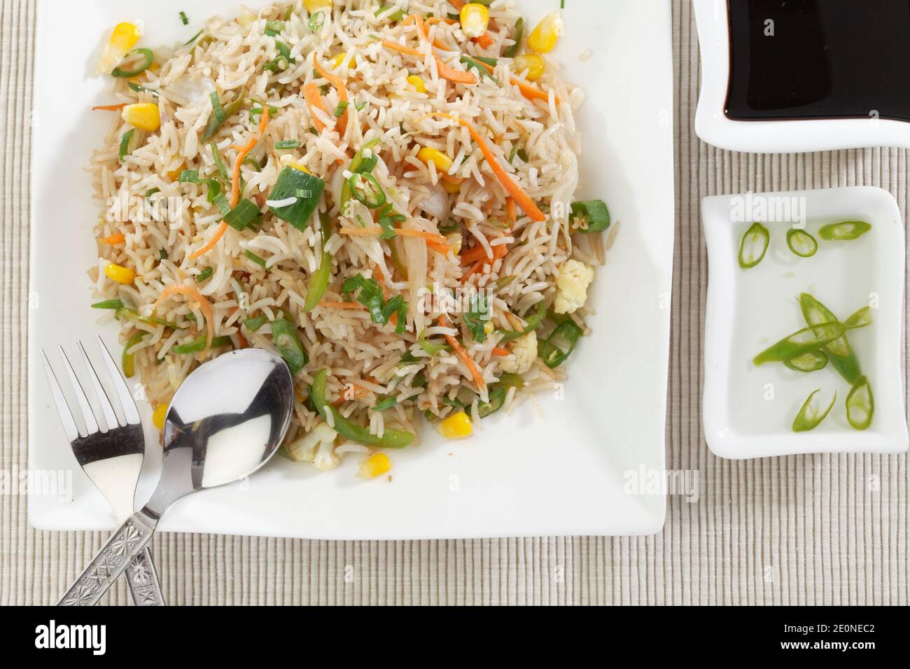 Chinese fried rice with soya sauce and vinegar Stock Photo - Alamy