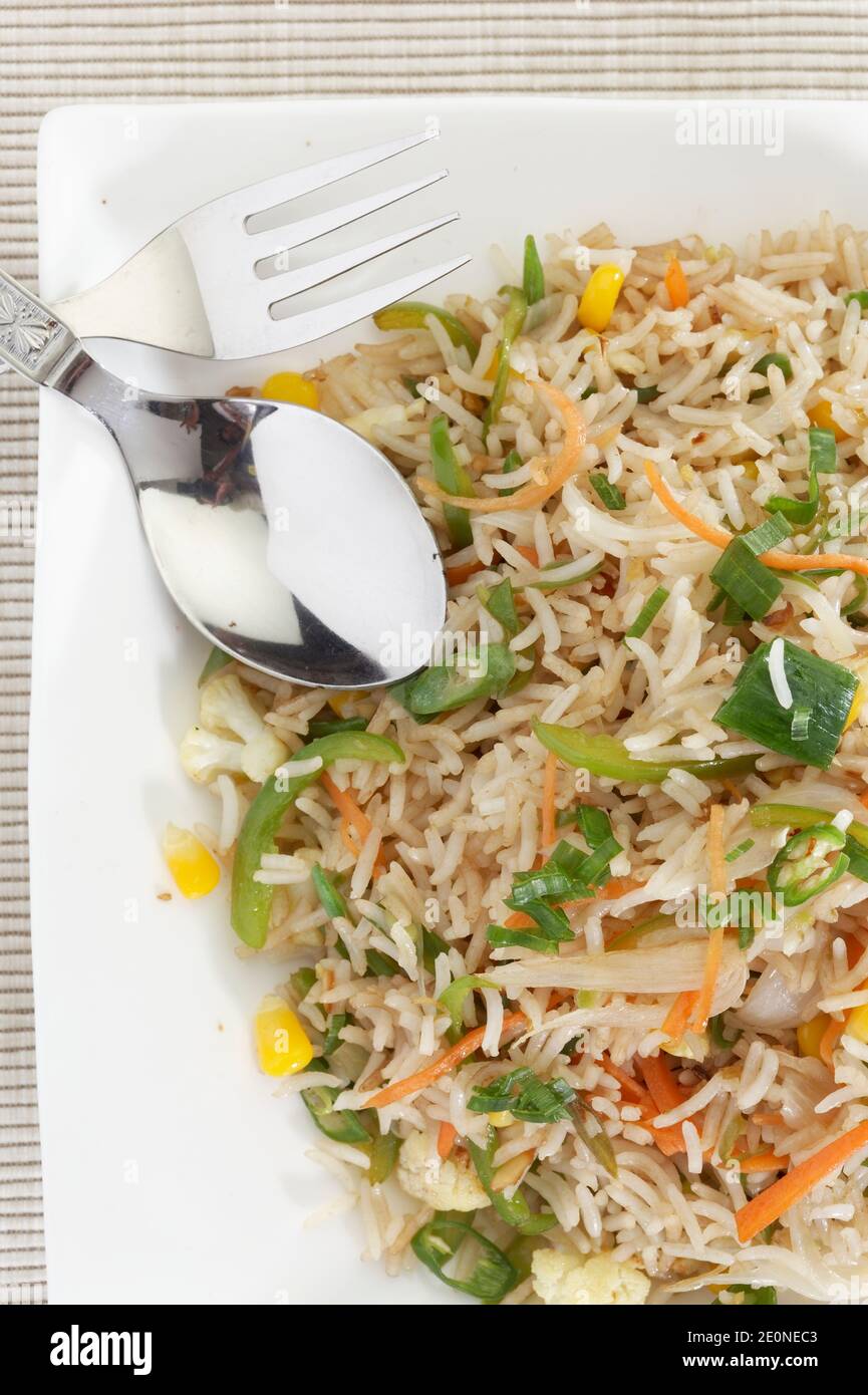 Chinese fried rice with soya sauce and vinegar Stock Photo - Alamy