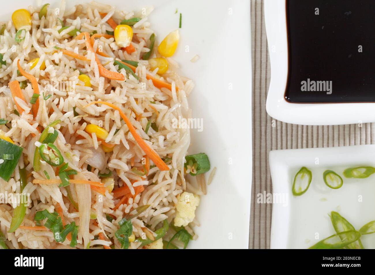 Chinese fried rice with soya sauce and vinegar Stock Photo - Alamy