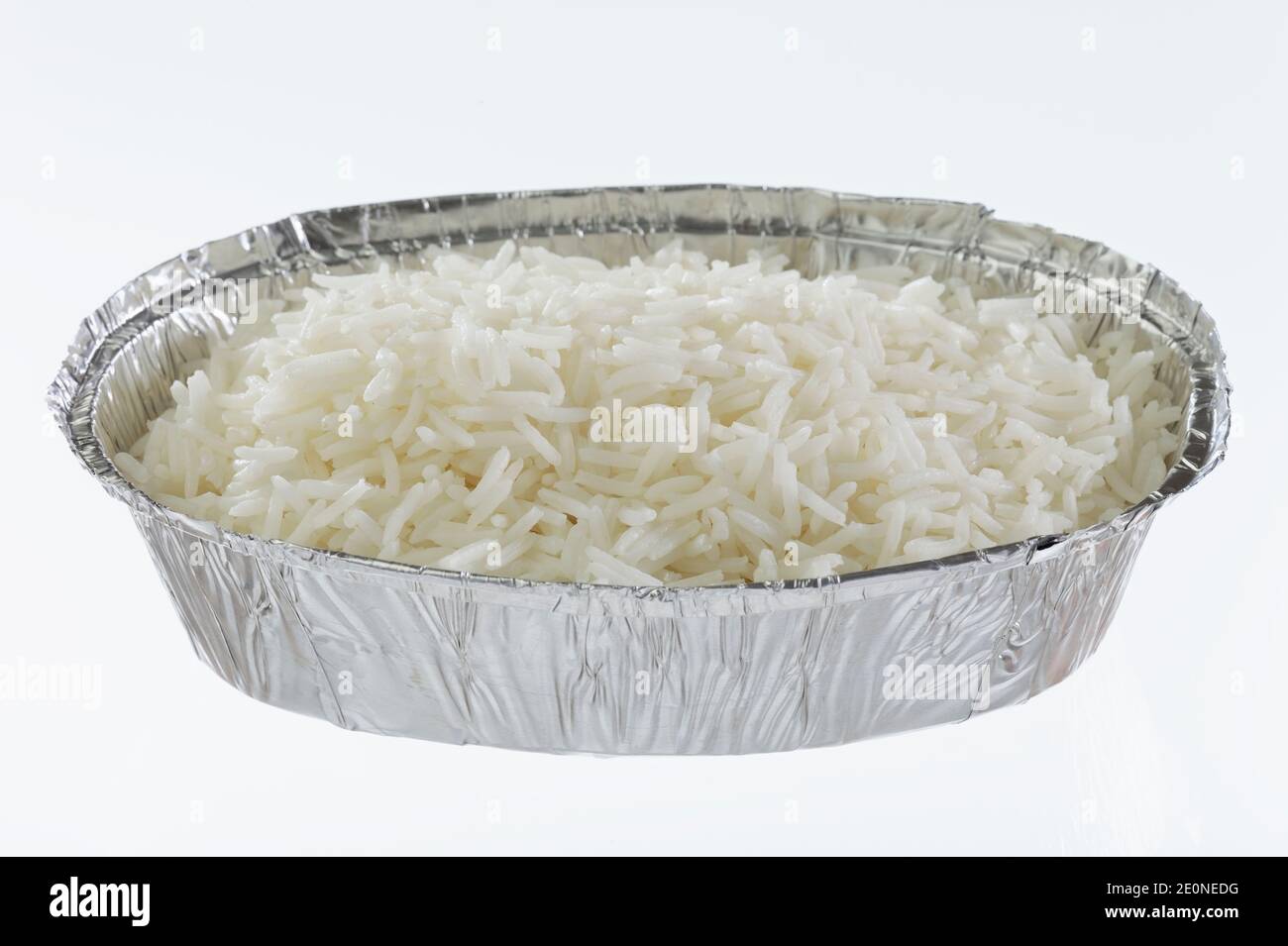 plain cooked steamed rice in metal foil tray Stock Photo - Alamy