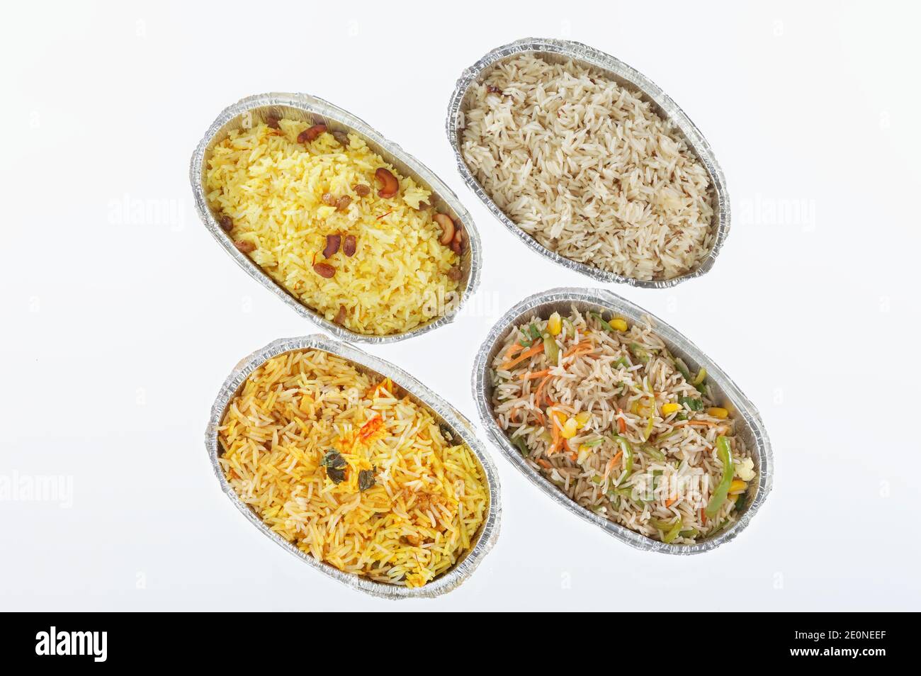 Four different varieties of Indian rice- vegetarian Biryani, Chinese ...