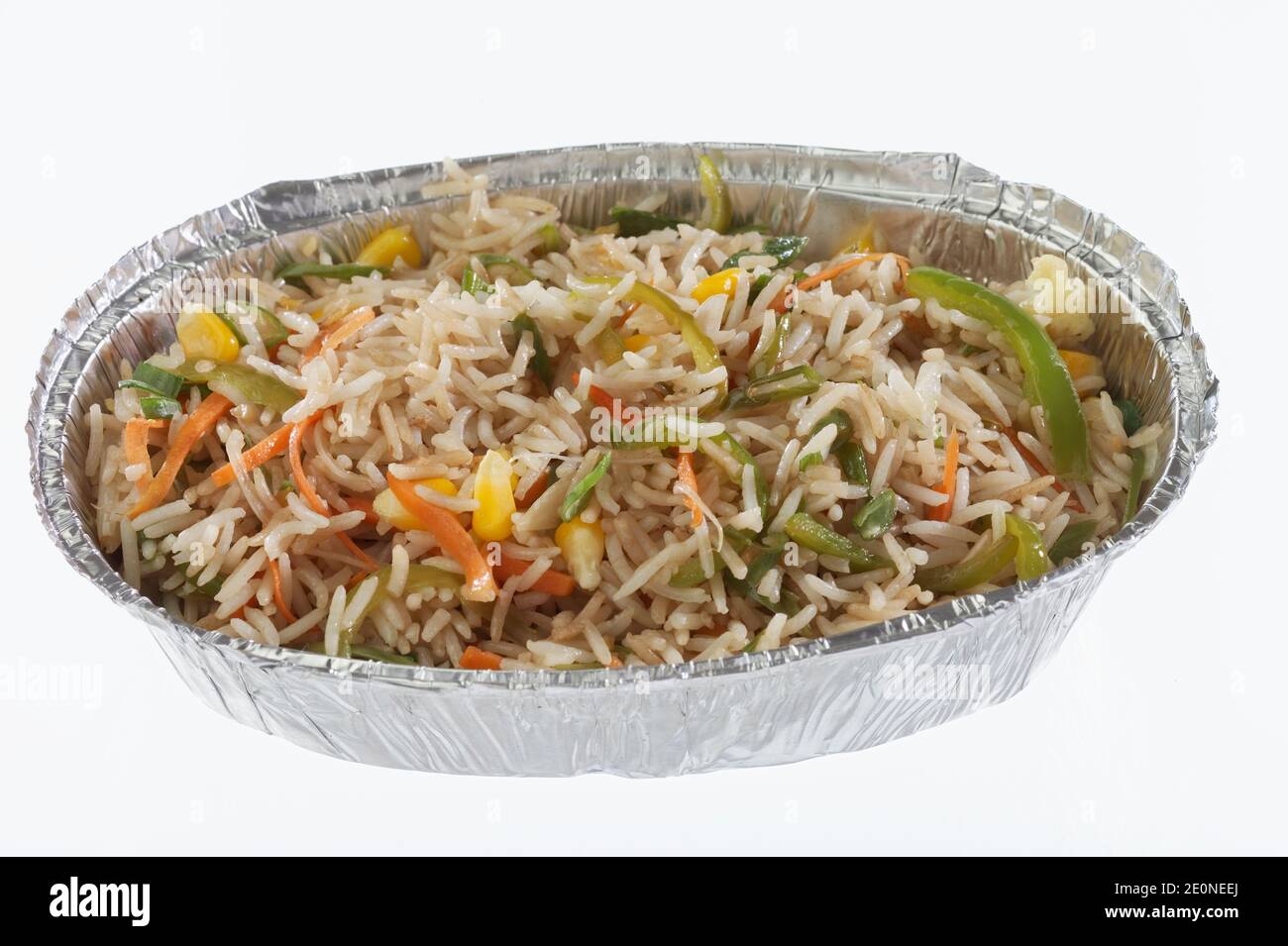 Chinese fried rice in a metal foil tray Stock Photo - Alamy