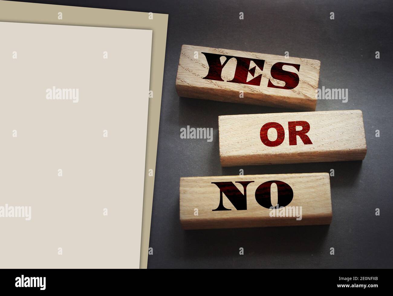 Words YES or No on wooden blocks. Choice business , personal or ...