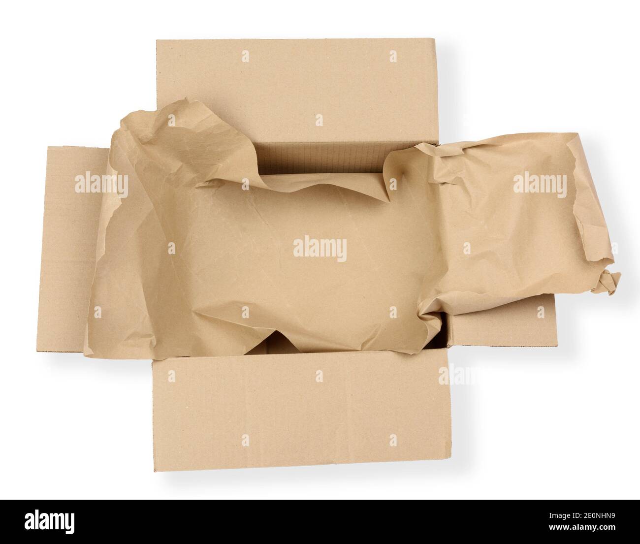 open empty rectangular brown cardboard box for transportation and ...