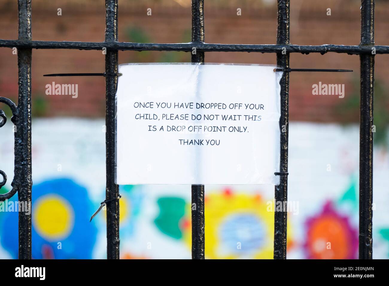 School child drop off point sign at entrance Stock Photo - Alamy