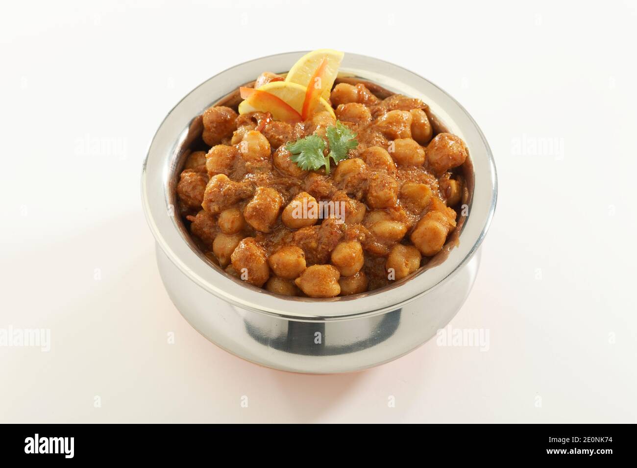Indian food - chana masala with Indian spices, roti, puri Stock Photo ...
