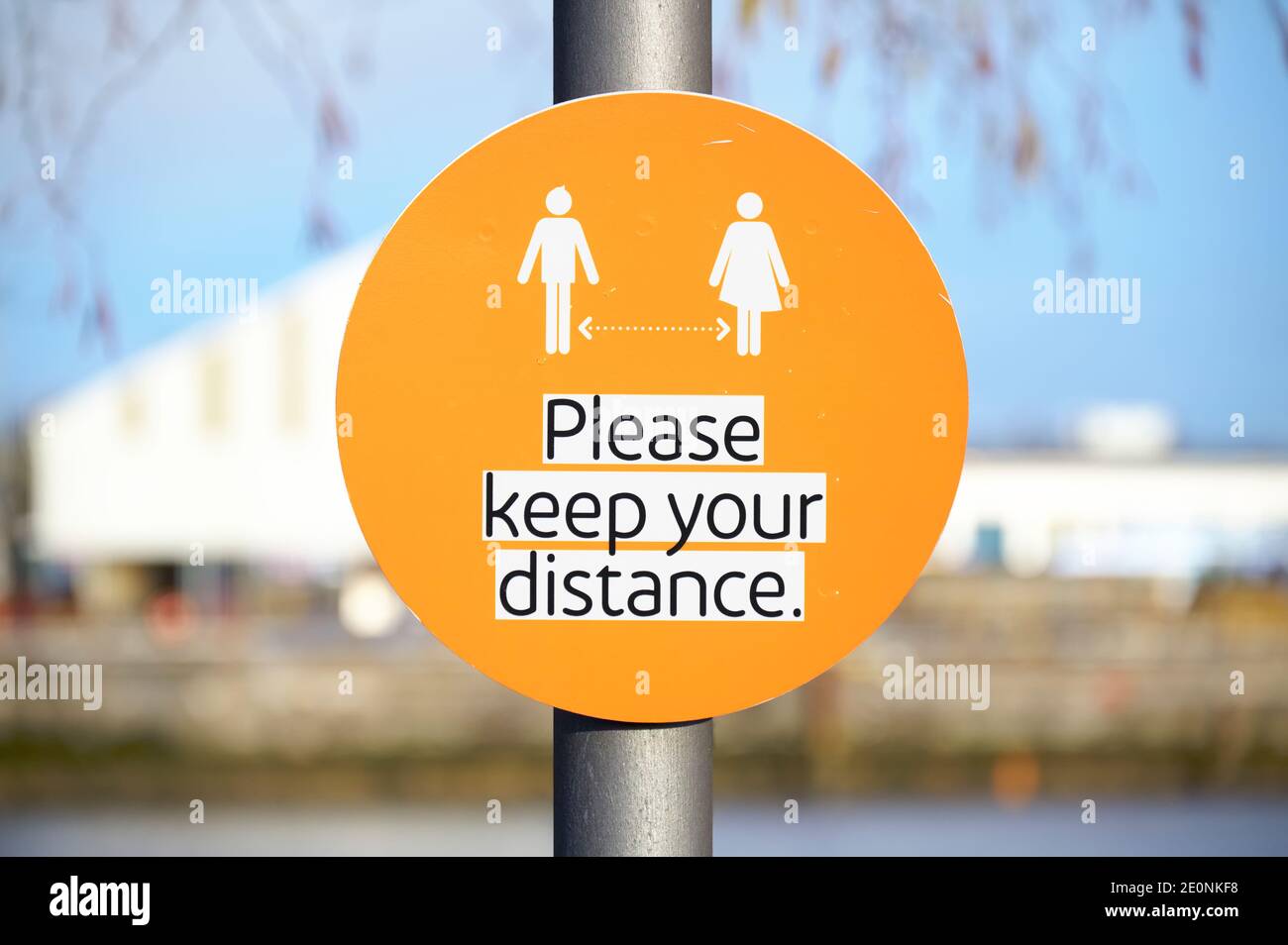 Please keep your distance sign during the pandemic Stock Photo - Alamy