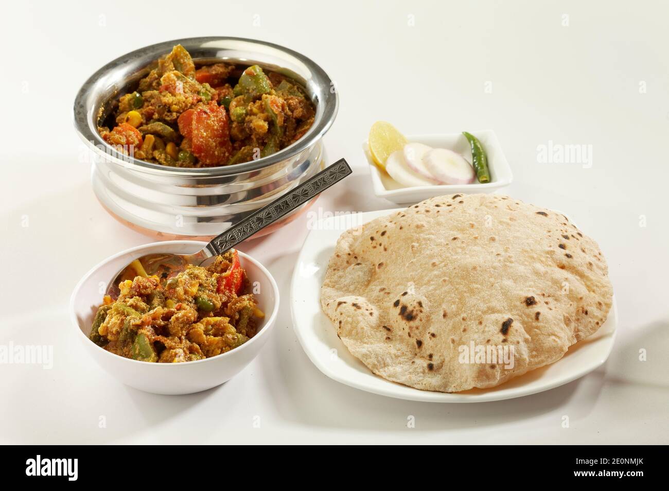 Indian Food: Mix vegetable, with puri, chapati studio shot Stock Photo ...